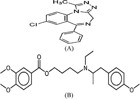 Chemical Structure Of A Alprazolam And B Mebeverine Download Scientific Diagram