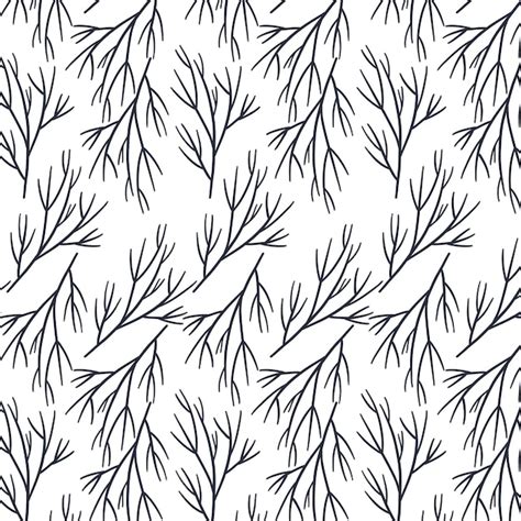 Premium Vector Black Minimalism Branches Abstract Seamless Pattern