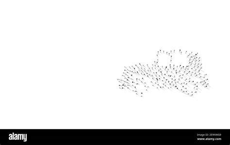 3d Rendering Of Nails In Shape Of Symbol Of Vintage Car From Profile With Shadows Isolated On