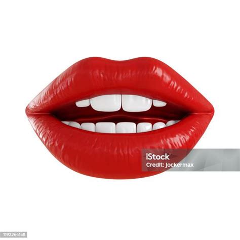 고립 된 배경에 붉은 광택 입술과 하얀 치아로 입을 벌립니다 3d 렌더링 입에 대한 스톡 사진 및 기타 이미지 입 3차원 형태 입술 Istock
