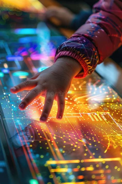 Futuristic Robotic Hands Working With A Glowing Holographic Interface