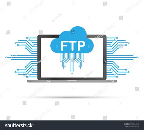 Ftp File Transfer Icon On Laptop Stock Vector Royalty Free Shutterstock