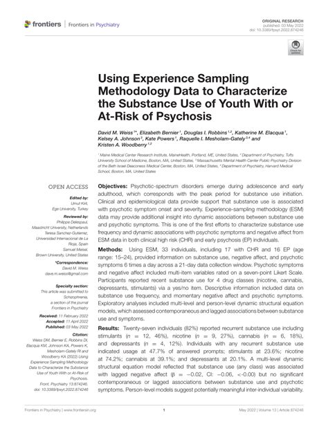 Pdf Using Experience Sampling Methodology Data To Characterize The