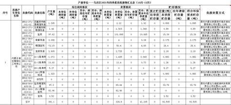 源宏2021第四季度危废统计汇总表 内蒙古源宏精细化工有限公司