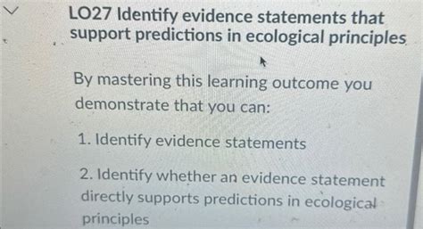 Solved Lo27 Identify Evidence Statements That Support