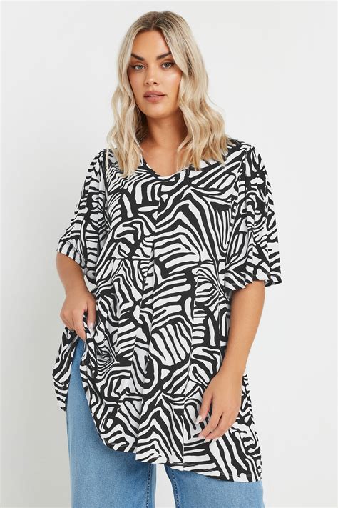 Yours Plus Size Black And White Zebra Print Pleat Front Top Yours Clothing