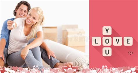 Composite Image Of Cute Valentines Couple Stock Illustration