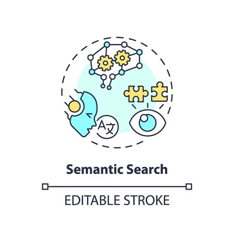 Editable Semantic Search Icon Concept Isolated Vector Ai For Seo Thin
