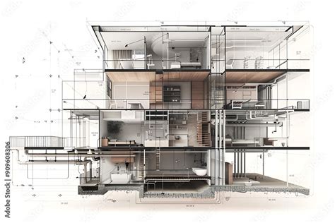 Ai Interior Design A Modern Architectural Blueprint Showcasing An