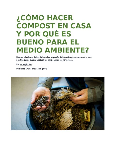 CÓMO Hacer Compost EN CASA Y POR QUÉ ES Bueno PARA EL Medio Ambiente