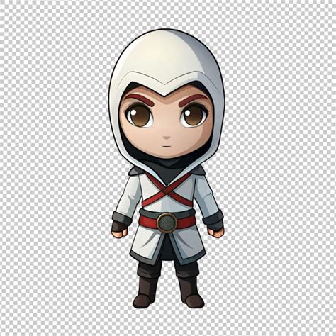 Premium Psd Chibi Assasin Full Body Simple Black Outline On
