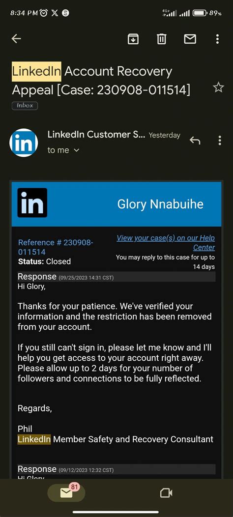 My Account Retrieved After Two Weeks Of Restriction Glory Chidera