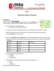 Lab 3 Waves Virtual Lab Pdf Lab 3 Properties Of Waves Virtual Lab Simulation A Click On The