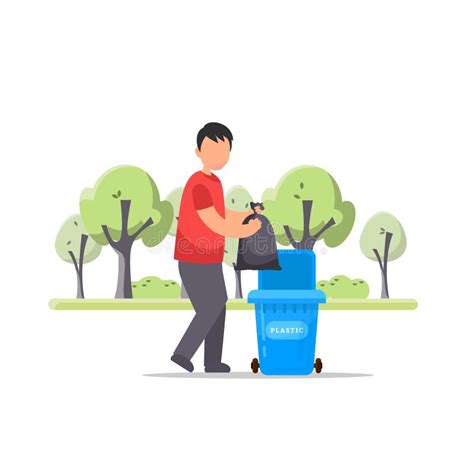Man Hand Throws Garbage Into A Plastic Bottle Stock Vector