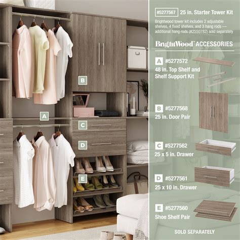 Closetmaid Brightwood 5 Ft To 10 Ft W X 685 Ft H Latte Solid Shelving