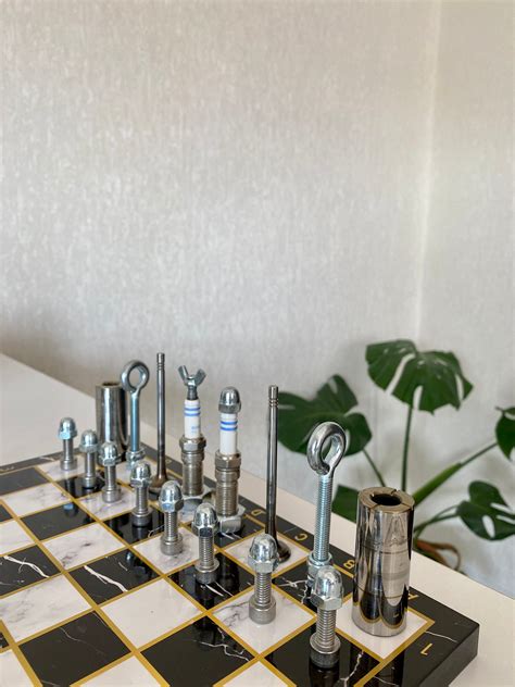 Unique Chess Set Pieces From Engine Parts Real Car Engine Parts