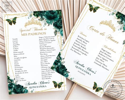 Somerset Chambelanes Quinceanera Party Naomi Emerald Green Floral