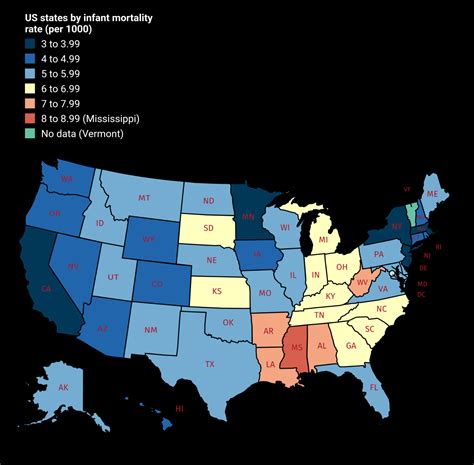 Us States By Infant Mortality Rate Maps On The Web