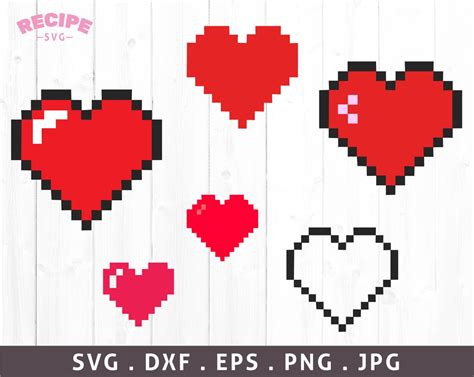 Heart Svg Pixel Heart Svg Valentines Day Svg Heart Outline Svg Love