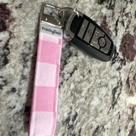 Checkered Keychain Wristlet Keyfob Fabric Key Wristlet Car Key