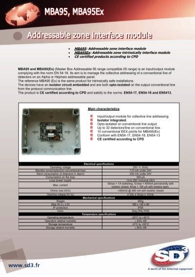Mba95 Addressable Zone Interface Module • Mba95ex Volta