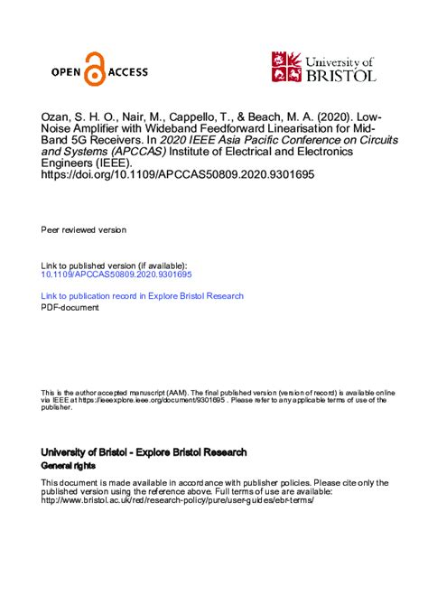 pdf low noise amplifier with wideband feedforward linearisation for