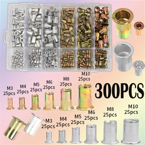 300pcs M3 M10 Multi Flat Head Metric Thread Blind Rivet Nut Insert