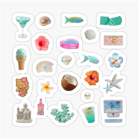 Summer Beach Sticker Pack Set Coconut Girl Sticker For Sale By
