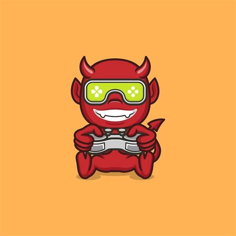 Premium Vector Devil Cute Cartoon Playing Game