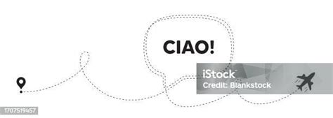 Ciao Welcome Tag Hello Invitation Offer Plane Travel Path Line Banner