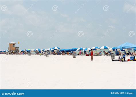 Pessoas A Tomar Banho De Sol E Nadar Em Famosas Praias De água Livre
