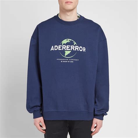 ader error universal logo crew sweat navy end