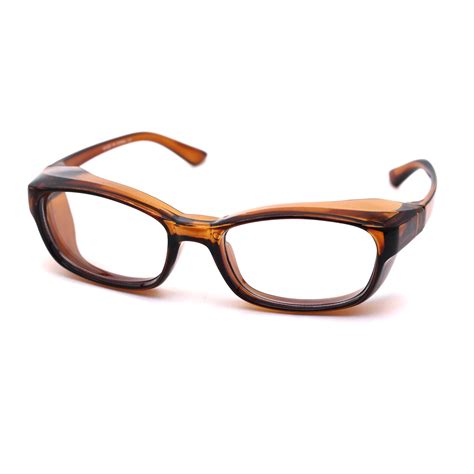 Fit Over Eyeglasses Safety Uv Blue Light Eye Protection Computer Glasses Brown