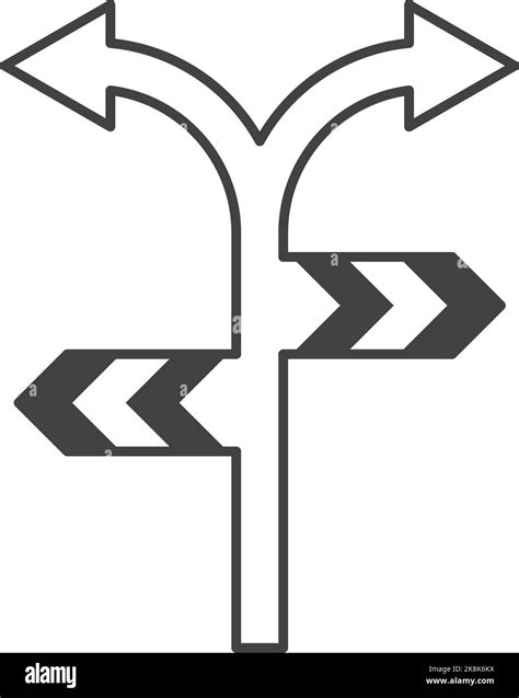 Road Junction Sign Illustration In Minimal Style Isolated On Background