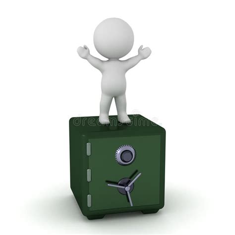 Happy 3d Character Standing On A Safe Stock Illustration Illustration