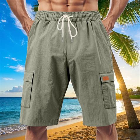 Mens Shorts Cargo Relaxed Fit Summer Shorts With Drawstring At The