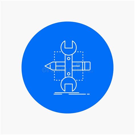 Build Design Develop Sketch Tools White Line Icon In Circle Background Vector Icon