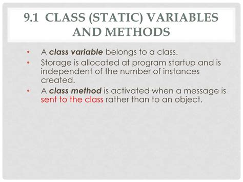 9.1 Class (static) Variables and Methods - ppt download