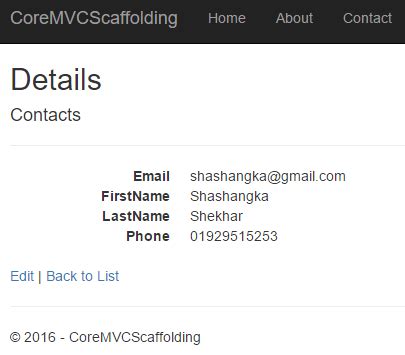 Scaffolding ASP NET Core MVC