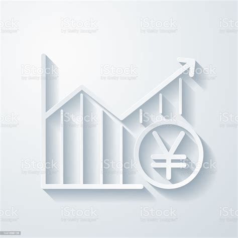 엔 동전으로 성장하는 그래프 빈 배경에 종이 자르기 효과가 있는 아이콘 0명에 대한 스톡 벡터 아트 및 기타 이미지 0명 3차원 형태 가격 Istock