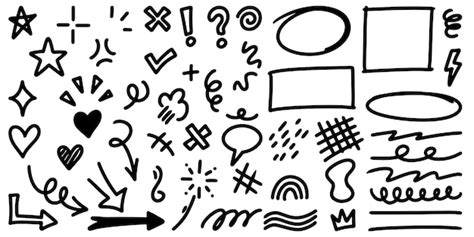 Conjunto de elementos doodle desenhados à mão para design de conceito isolado em ilustração