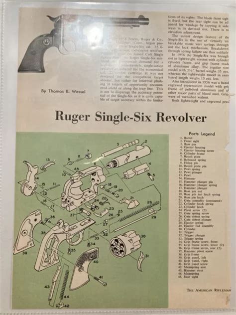 Ruger Single Six Revolver Pistol Takedown Exploded View Legend 1960 £11 89 Picclick Uk