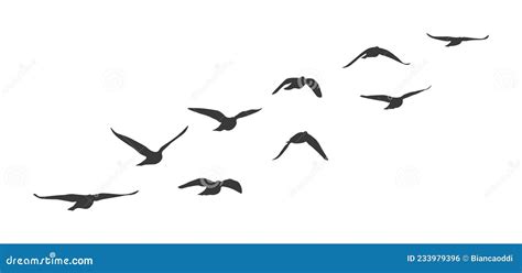 Flock Of Flying Birds Vector Silhouette Birds Clipart Stock Vector