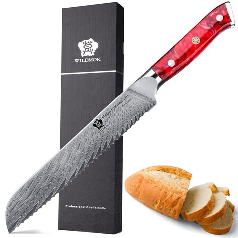 Wildmok Serrated Bread Knife 8 Inch Damascus Steel Bread