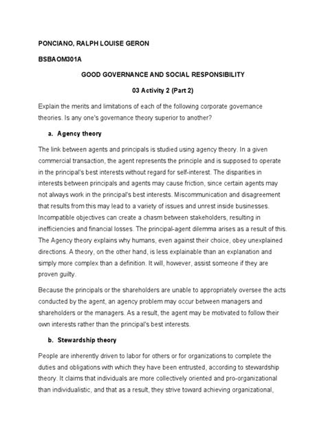 03 Activity 2 Part 2 Pdf Stakeholder Corporate Governance