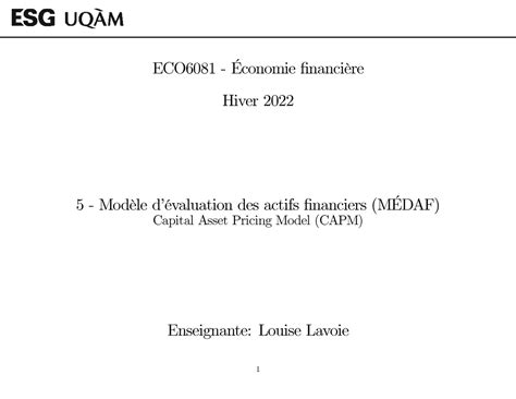 Eco6081 5 Médaf Cours Sur Le Modèle Du Medaf En économie