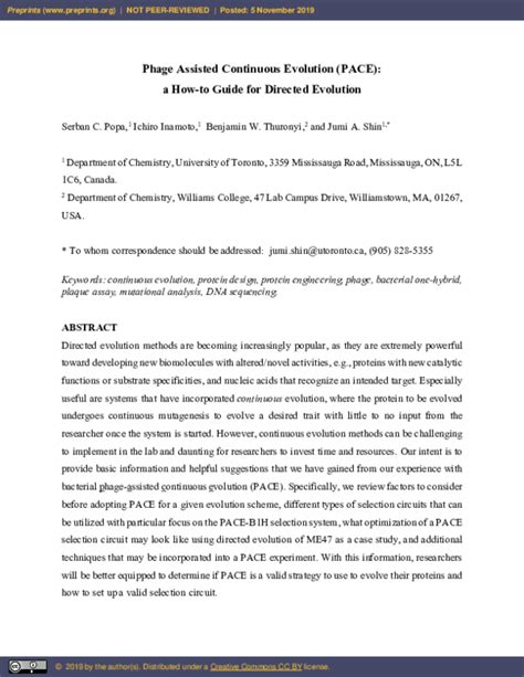 Pdf Phage Assisted Continuous Evolution Pace A How To Guide For