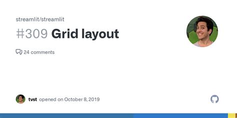 Grid Layout · Issue 309 · Streamlitstreamlit · Github