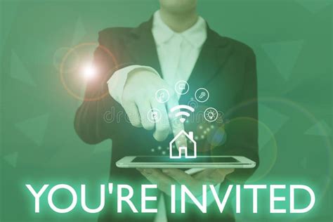 Writing Displaying Text You Re Invited Business Concept Please Join Us