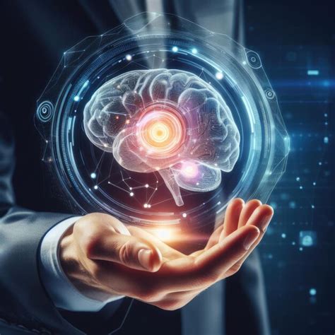 Premium Photo Human Hand With Brain Technology Background